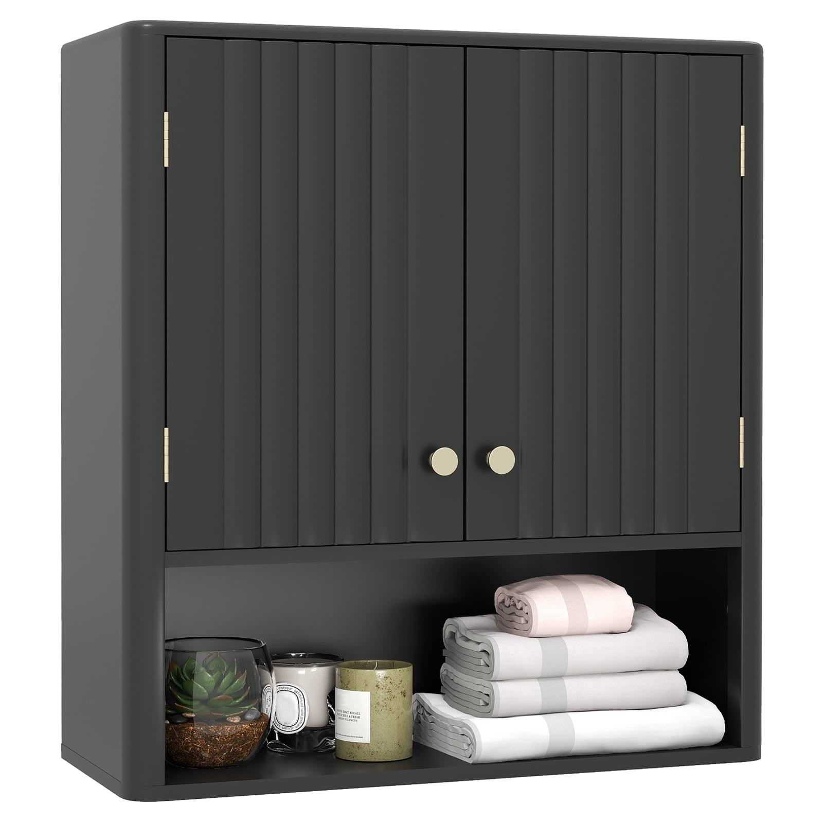 Click here for Gymax Bathroom Wall Cabinet W/Fluted Doors Adjusta... prices