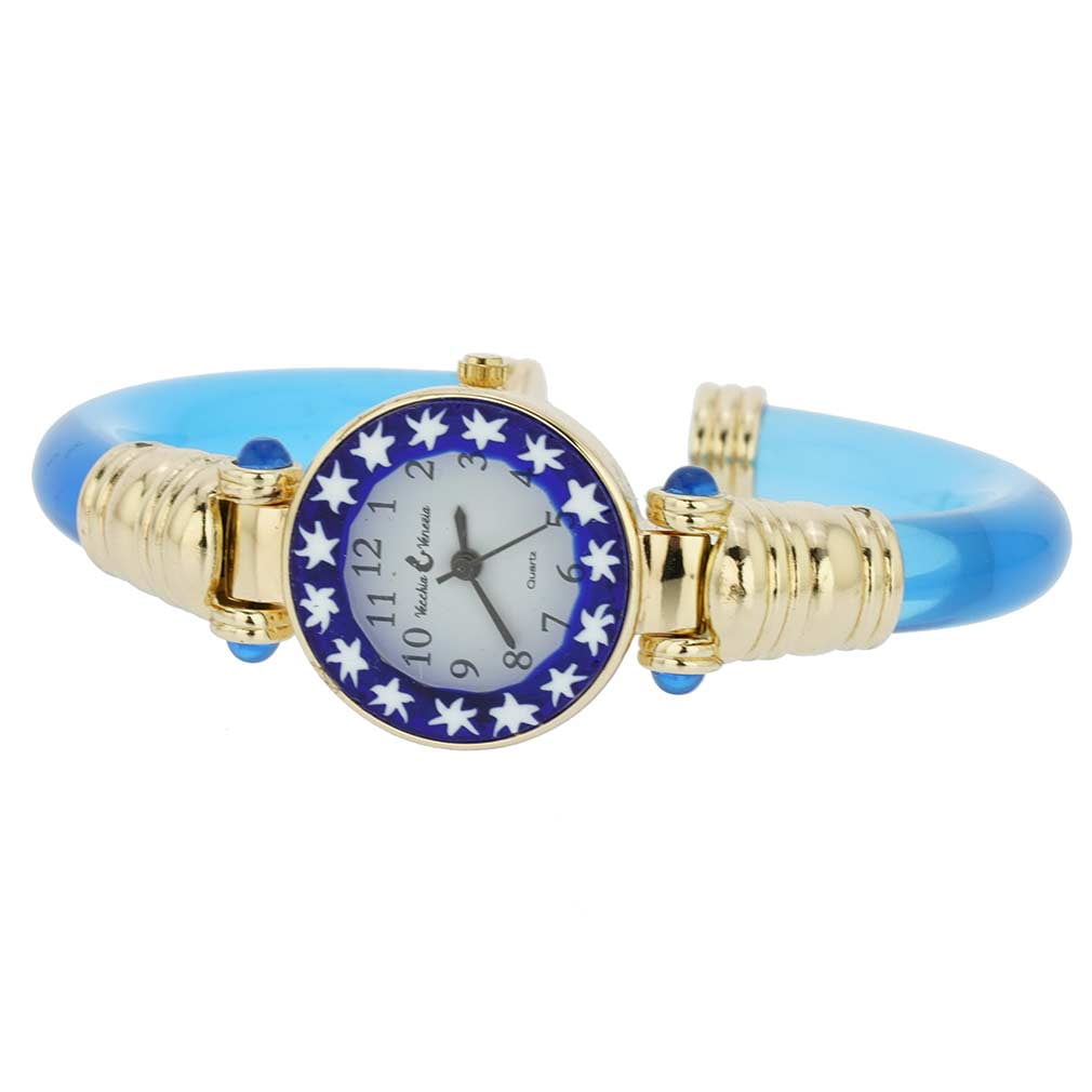 GlassOfVenice Murano Glass Millefiori Bangle Watch - Blue - Walmart.com