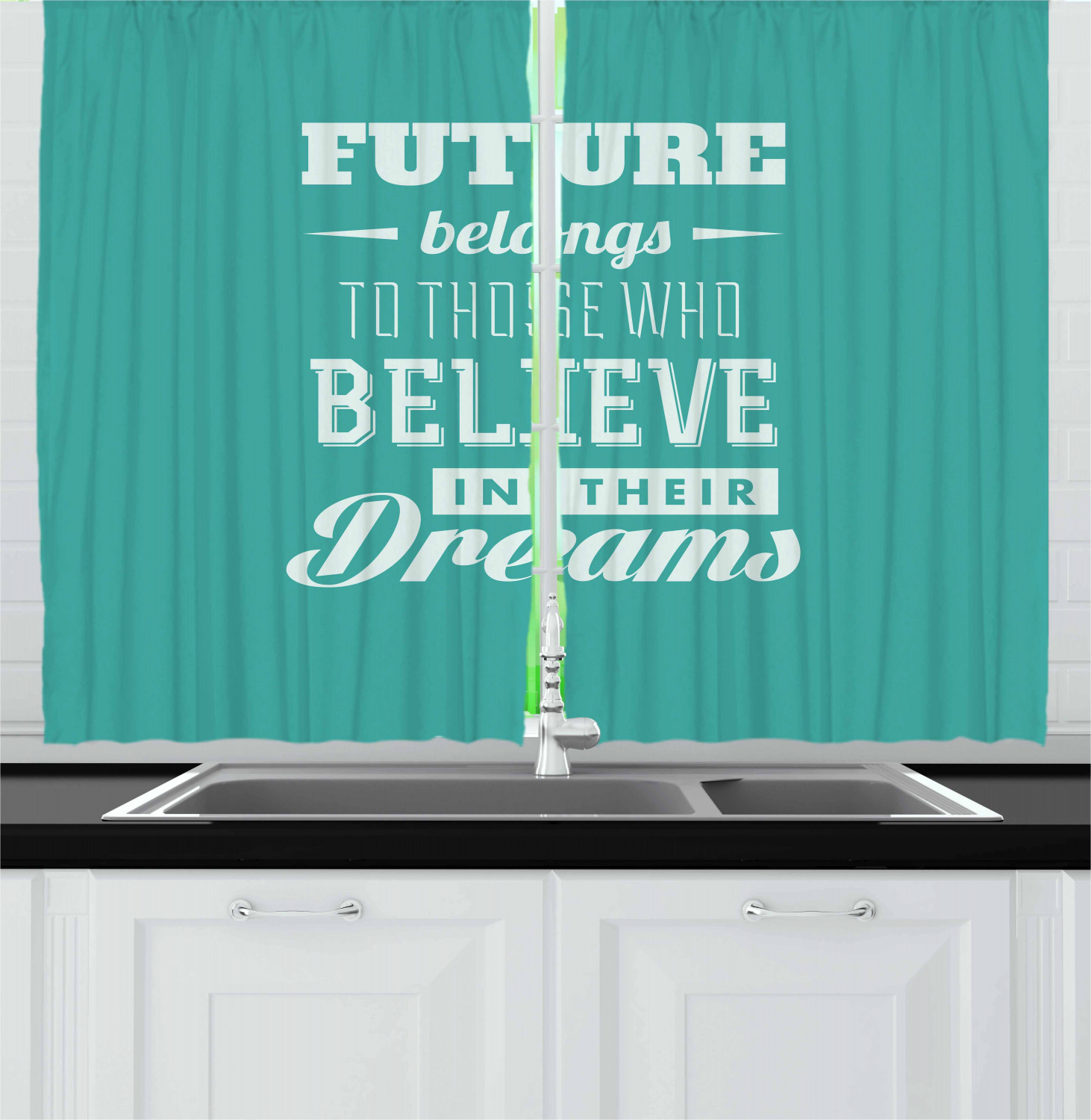 Motivational Curtains 2 Panels Set, Hipster Letters Saying Advice ...