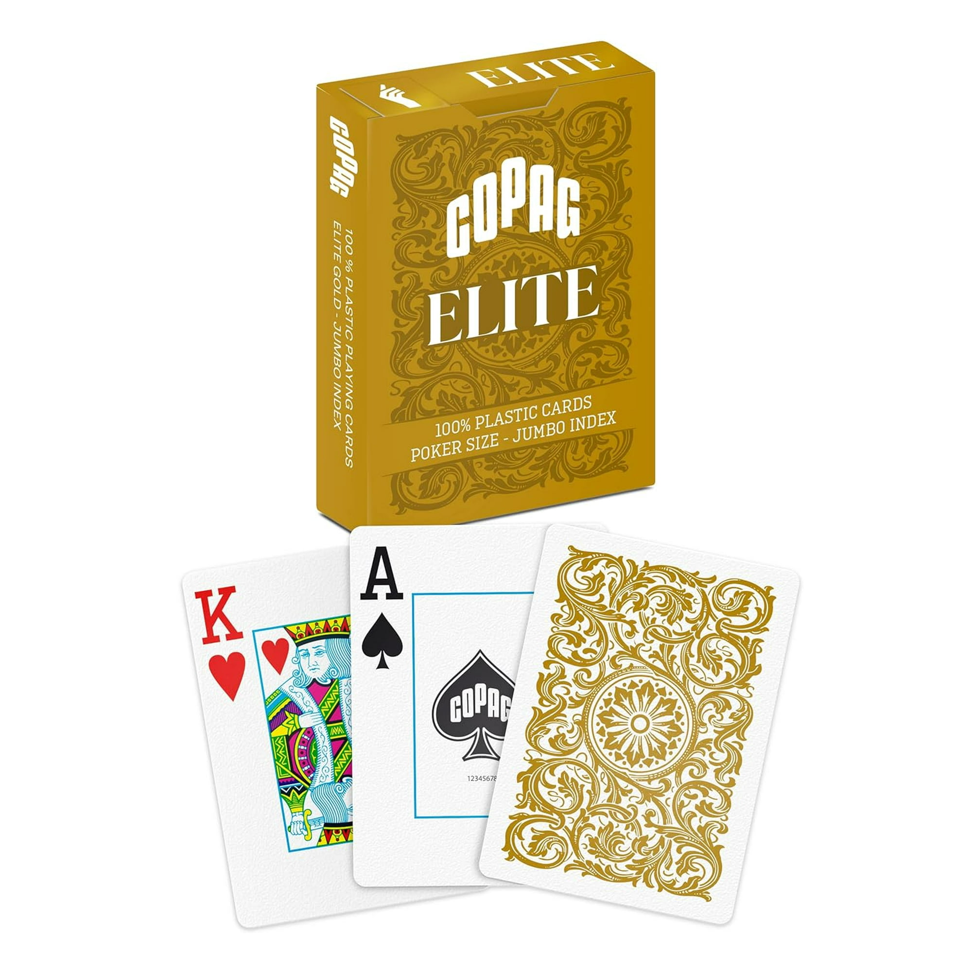 Click here for Copag Elite 100 Plastic Playing Cards Gold Colour... prices
