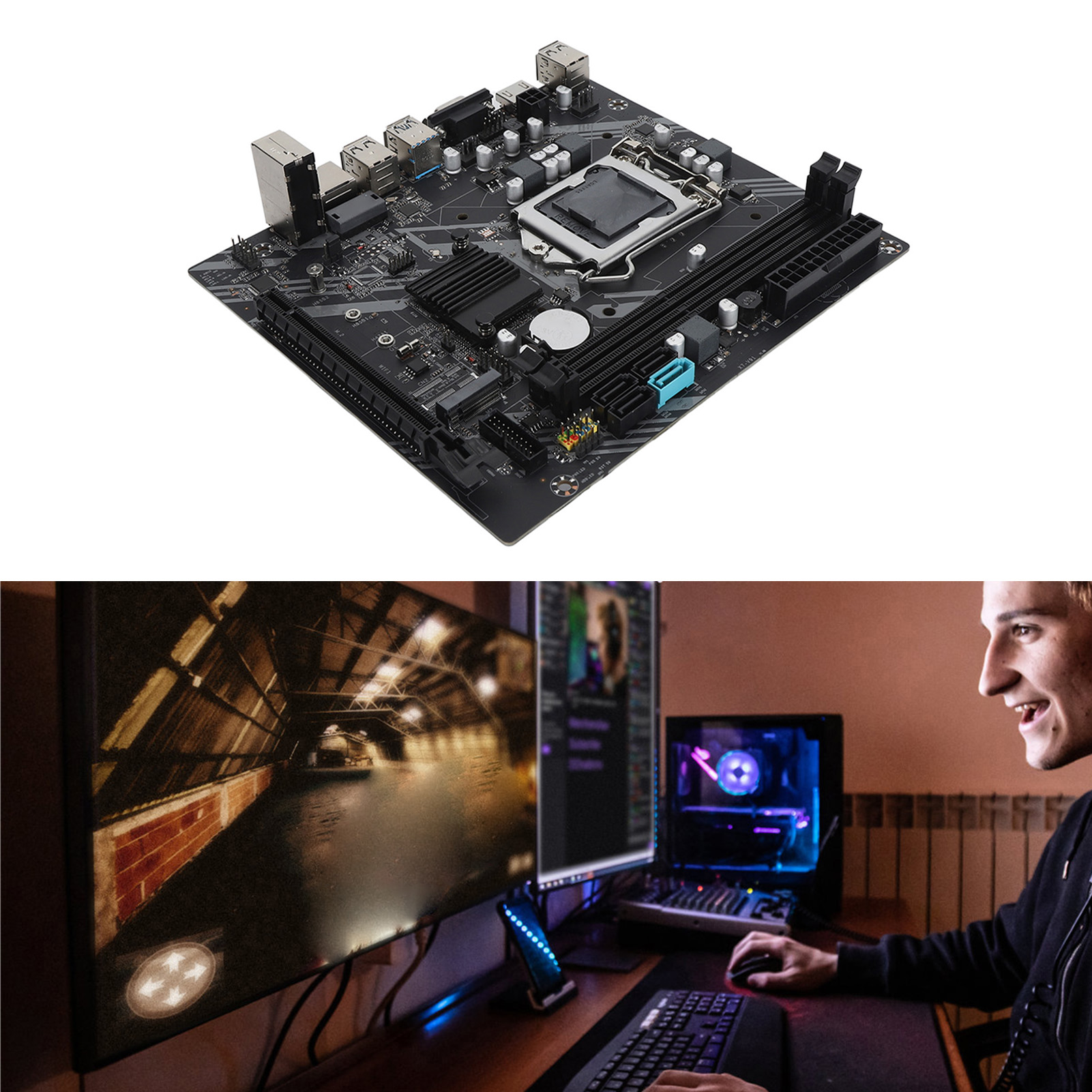 Placa base de la computadora, 3.0 2.0 M.2 Puerto canal dual ddr3 pcie x16 tragamonedas B75 ...