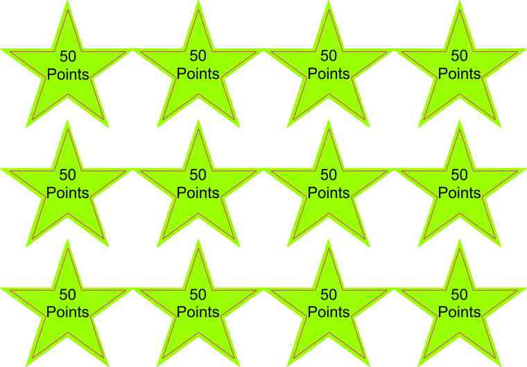 [12x] 1in x 1in 50 Point Green Star Stickers Vinyl School Decal Sticker ...