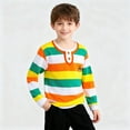 AHTJRT Kids Henley Shirt Long Sleeve Striped Color Block Tshirts Casual ...