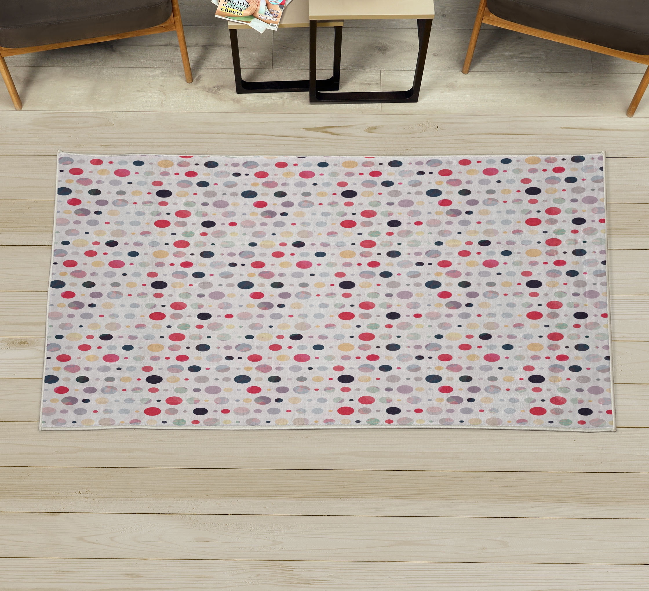 Abstract Decorative Rug, Colorful Circular Large Polka Dots Bubble ...