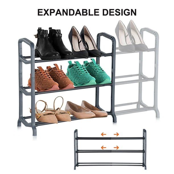 3 Tier Shoe Rack, Expandable Shoe Shelf for Entryway, Adjustable Shoe ...