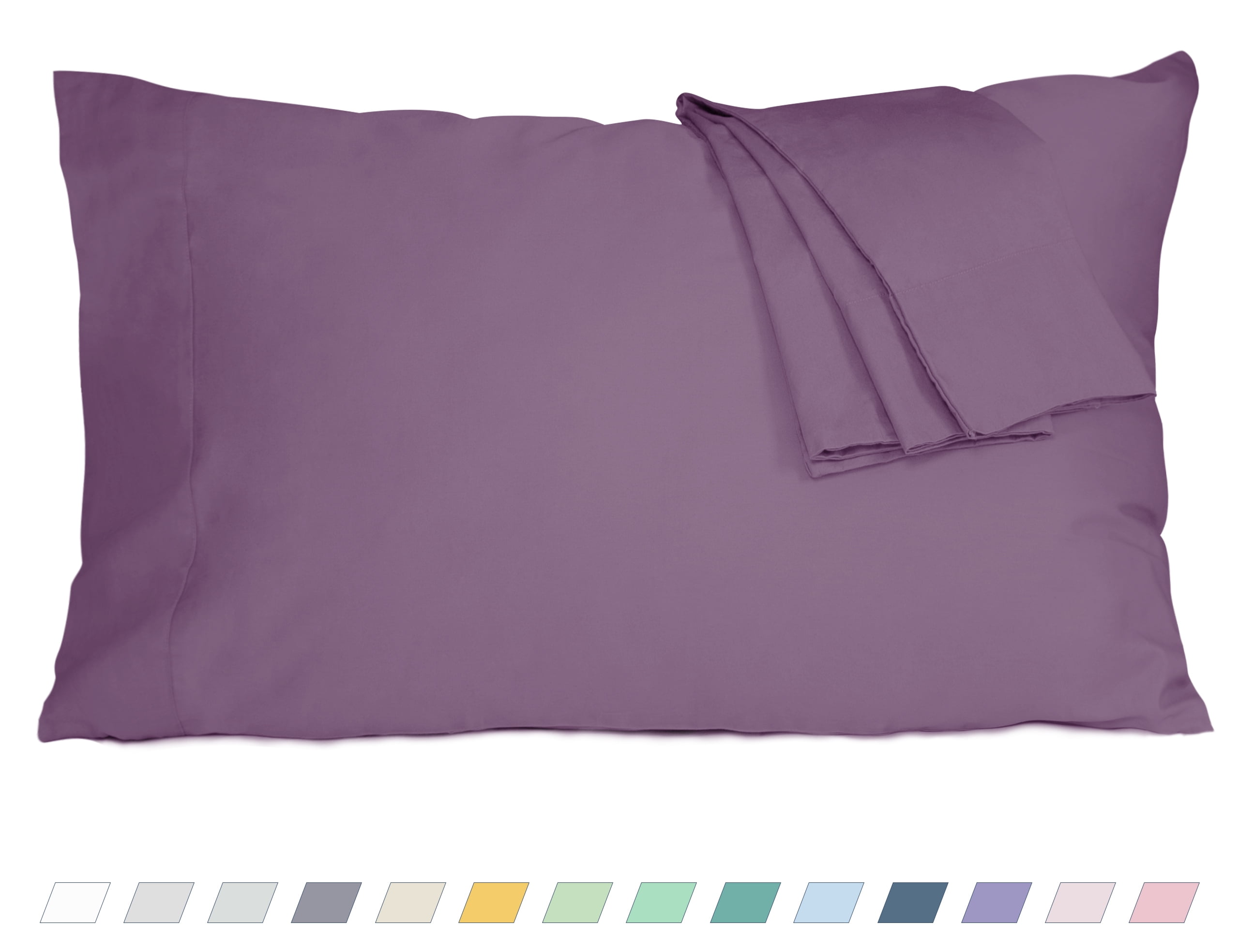 HOMTEC 200TC 100% Cotton Percale Weave, Pillowcase Set of 2, Standard ...