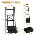 Black Oak 5-Tier Leaning Ladder Shelf With 2 Drawers Narrow Bookcase ...