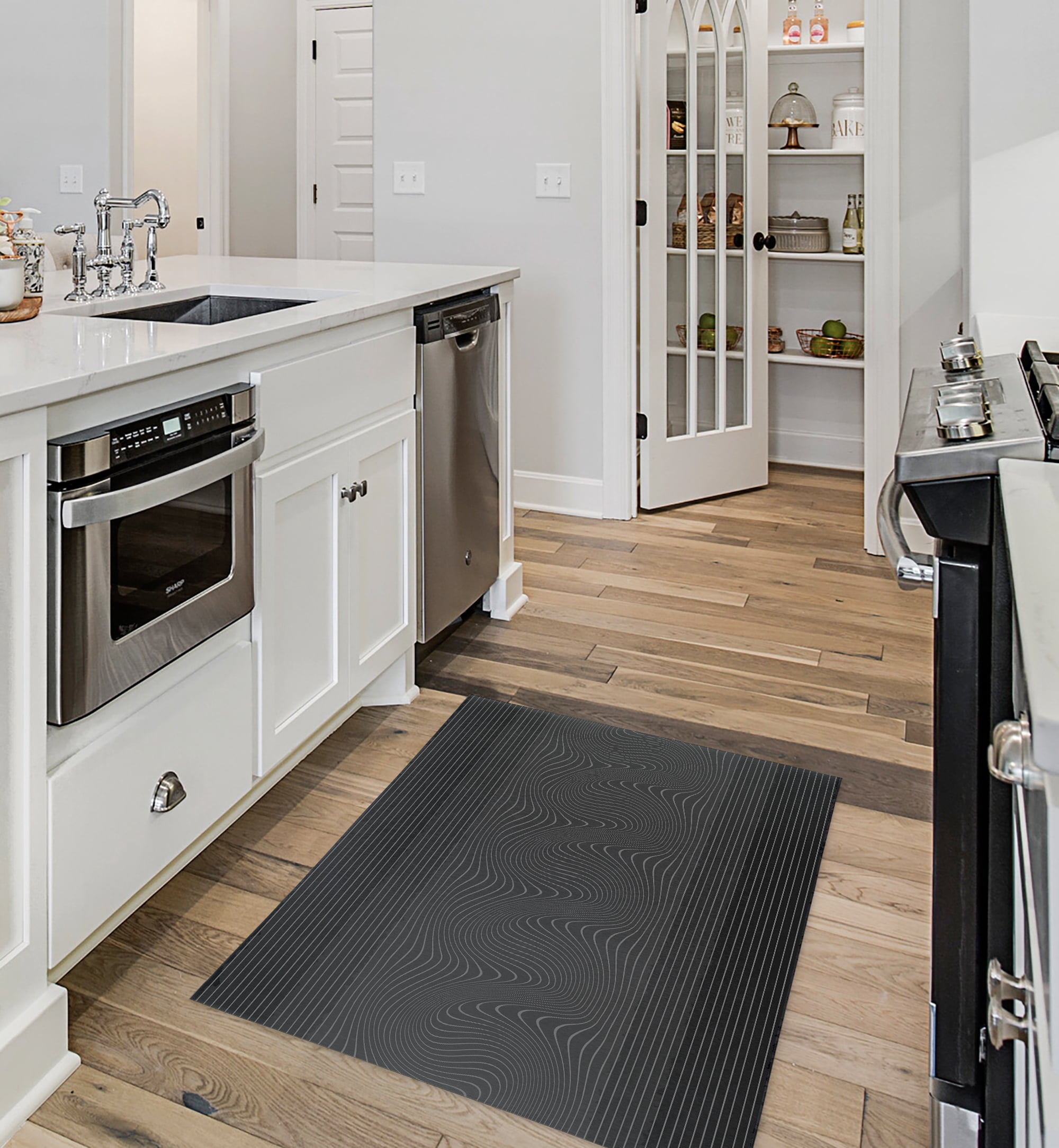 KINETIC STRIPES CHARCOAL Kitchen Mat By Kavka Designs - Walmart.com