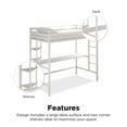 Novogratz Maxwell Metal Twin Loft Bed with Desk & Shelves, Off White ...