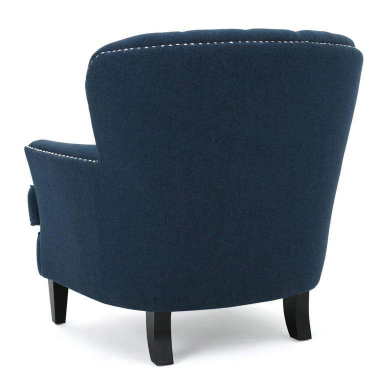 Noble House Tanner Tufted Fabric Club Accent Chair Dark Blue Walmart