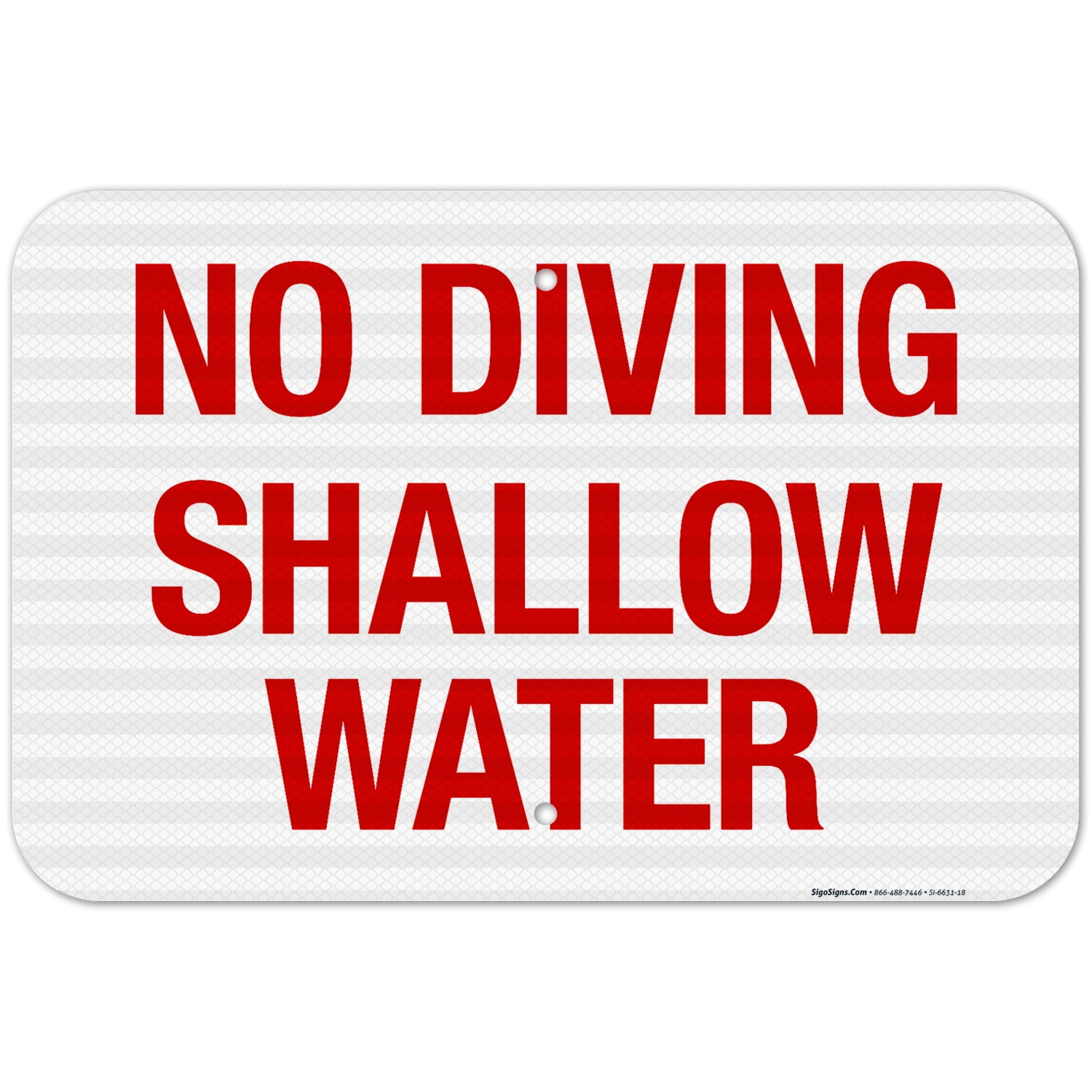 No Diving Shallow Water Sign, Pool Sign, (SI-6631) - Walmart.com