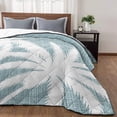 Blue Palm Tree Quilted Comforters Cooling Blanket Queen Size, Summer ...