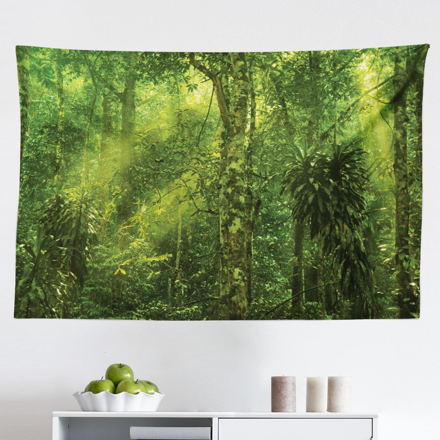 Rainforest Tapestry, Waterfall in Tropic Rainforest Sunny Vacation ...