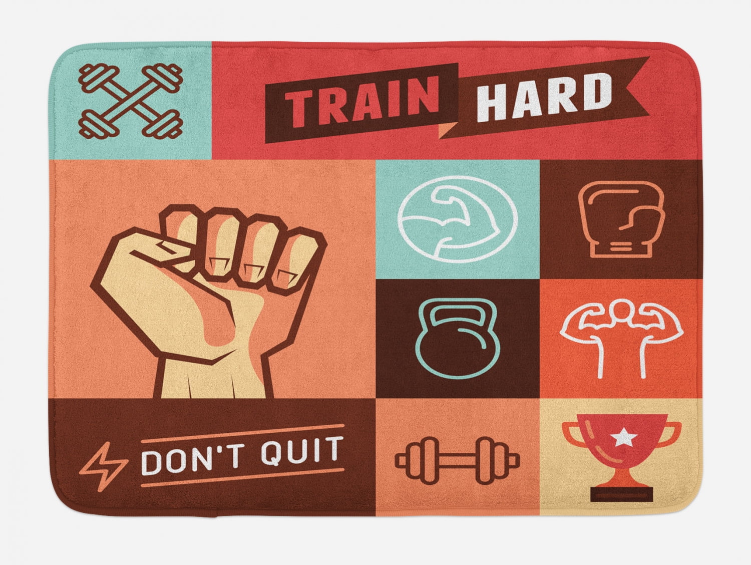 Fitness Bath Mat, Gym Crossfit Trainings Achievement Victory Strength ...