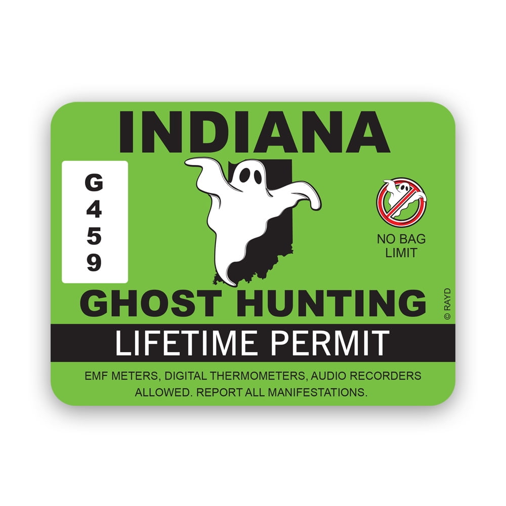 Indiana Ghost Hunting Permit Sticker Decal - Self Adhesive Vinyl ...