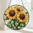Blooming Sunflower Scene Window Suncatcher, Decorative Stained Glass ...