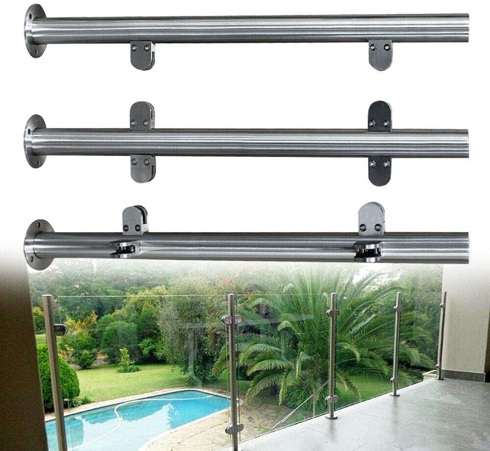 Fichiouy Deck Railing Post Glazing Stainless Steel Pole Handrail 90cm ...