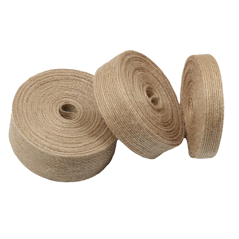 3 Rolls 2 cm 10 Meters Wide Craft Ribbon Burlap Spool Natural Burlap ...
