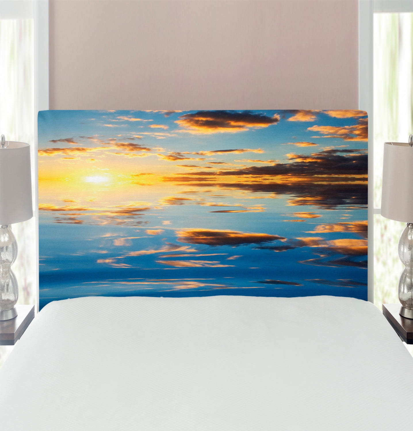 Mystic Headboard, Last Sun Rays of the Day Vibrant Scenery Romantic ...