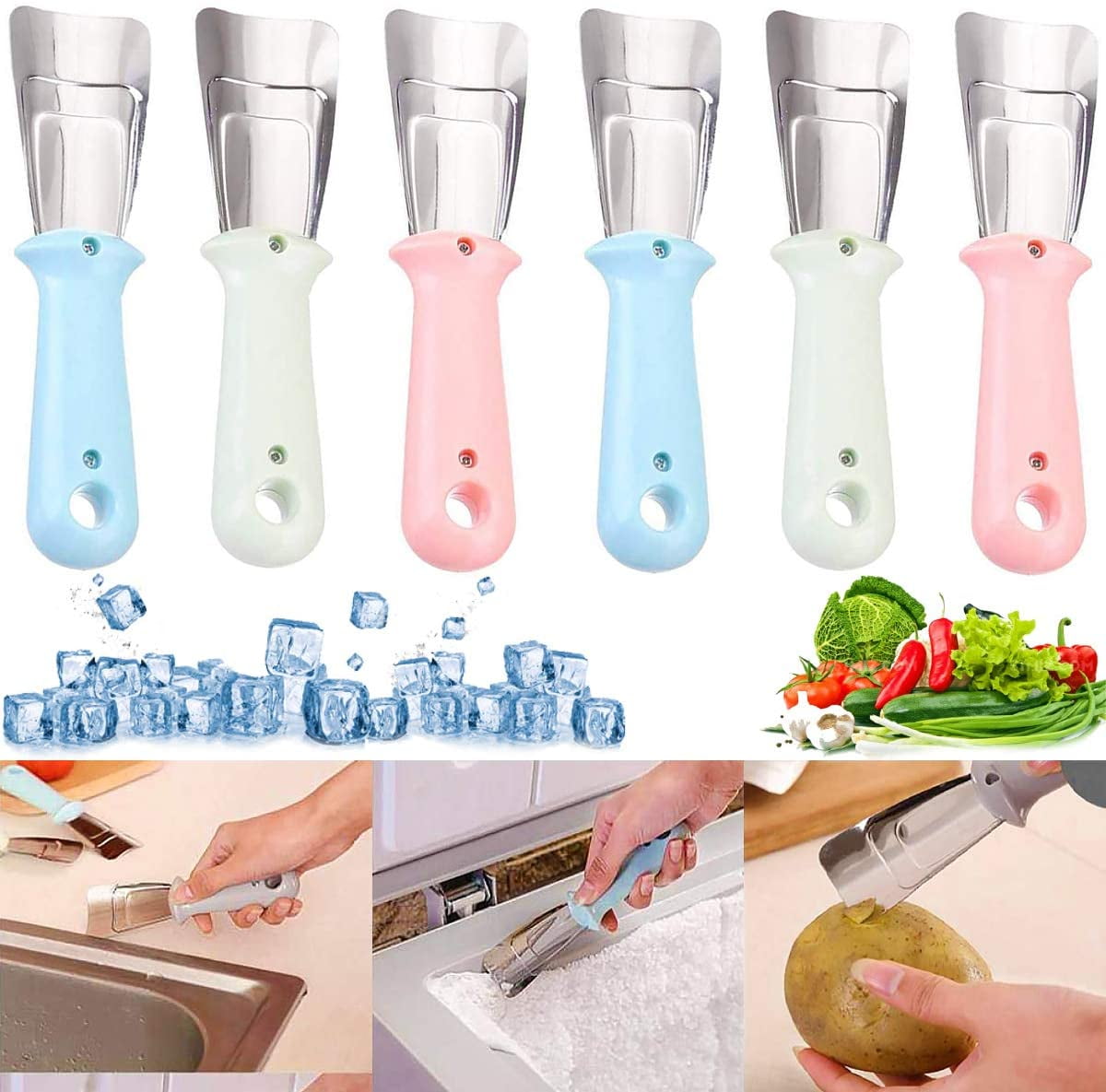 Ice scraper for freezer refrigerator, 6 pcs stainless steel ice ...