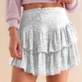 Aellinatey Women Sequin Skirt Sparkly Cute High Waist Ruffle Flowy ...