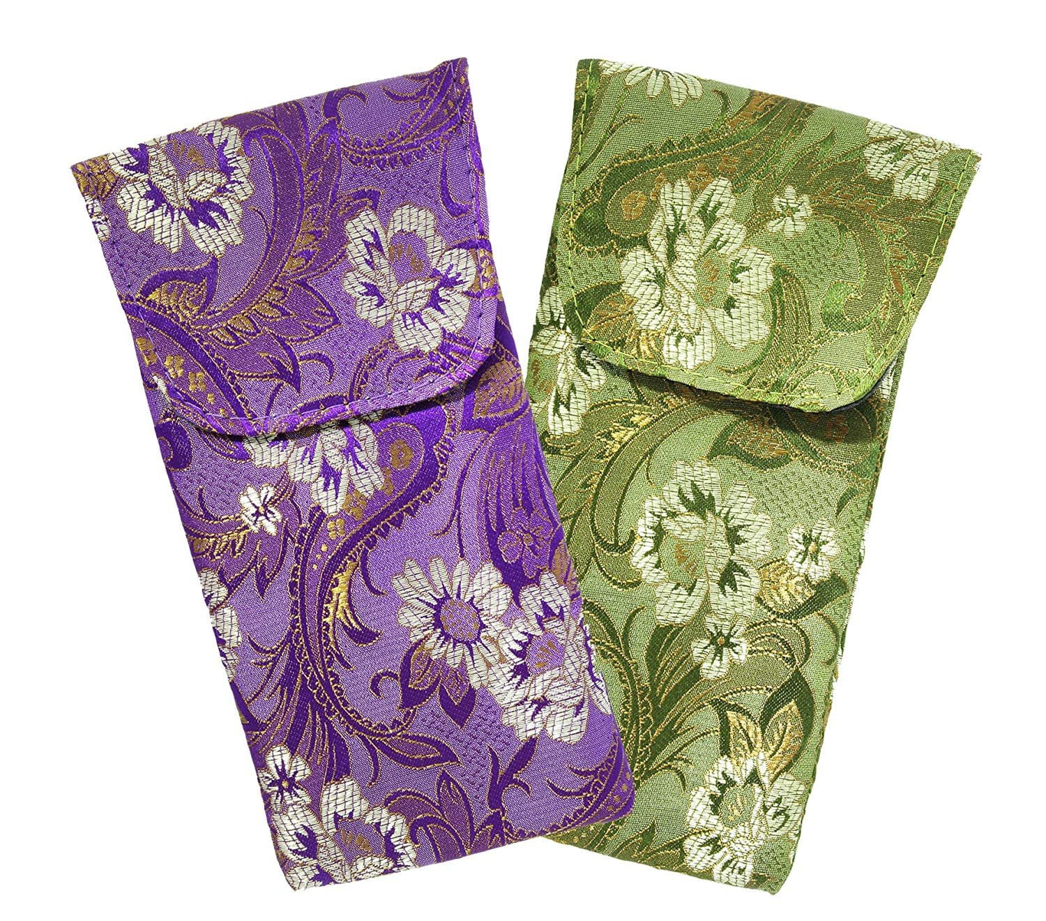 2 Pack Floral Eyeglass Case Top Closure, Slip In Eyeglass Case Soft ...