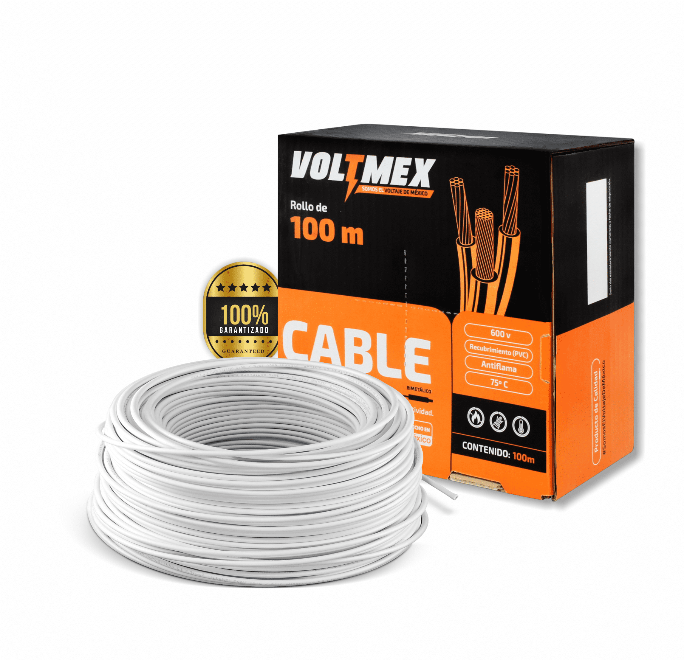 Cable Eléctrico Voltmex Calibre 12 Blanco Cca Rollo 100m VOLTMEX ...