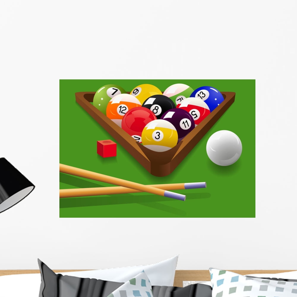 Billiard Vector Illustration Wall Mural Decal Sticker, Wallmonkeys Peel ...
