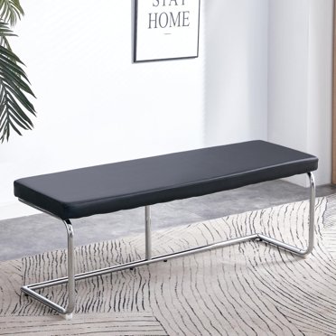 Duhome Indoor Sitting Bench - Faux Leather, Metal Base, White - Ideal ...