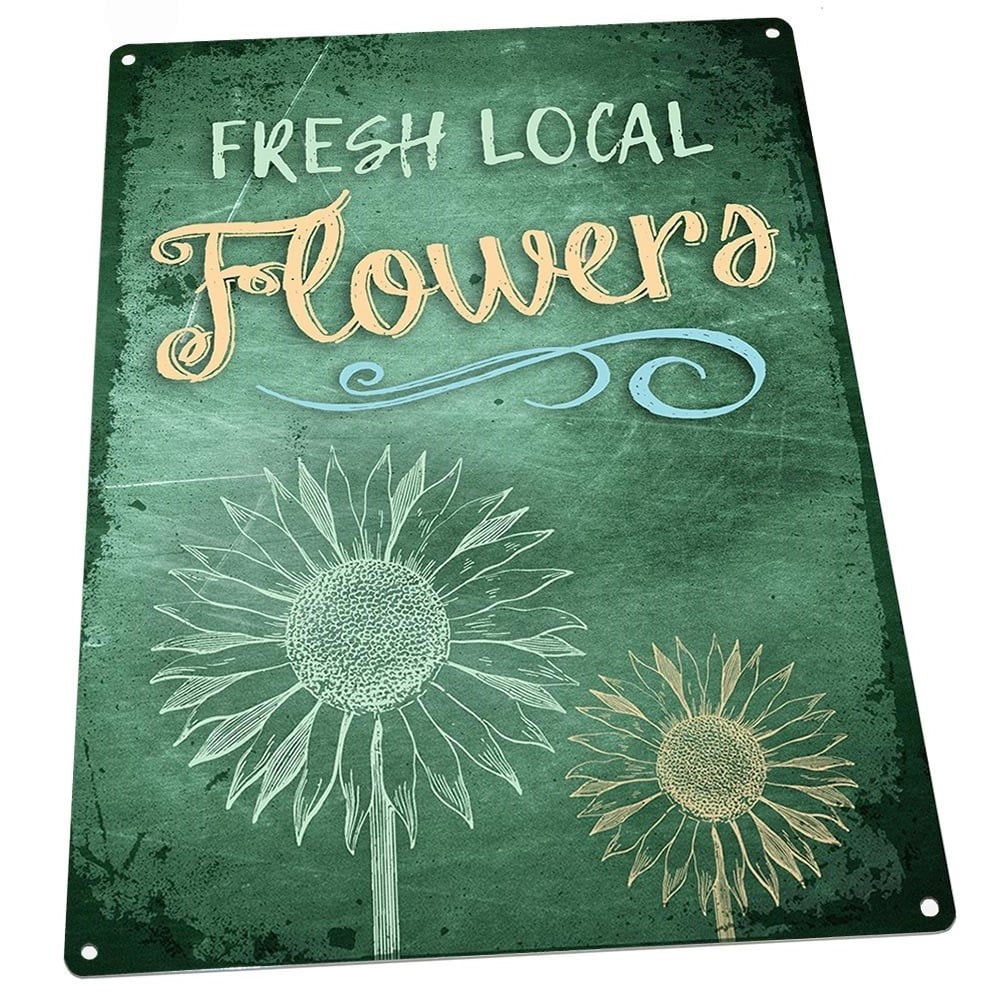 Fresh Local Flowers Chalk-look 9"x12" Metal Sign, Wall Decor for ...