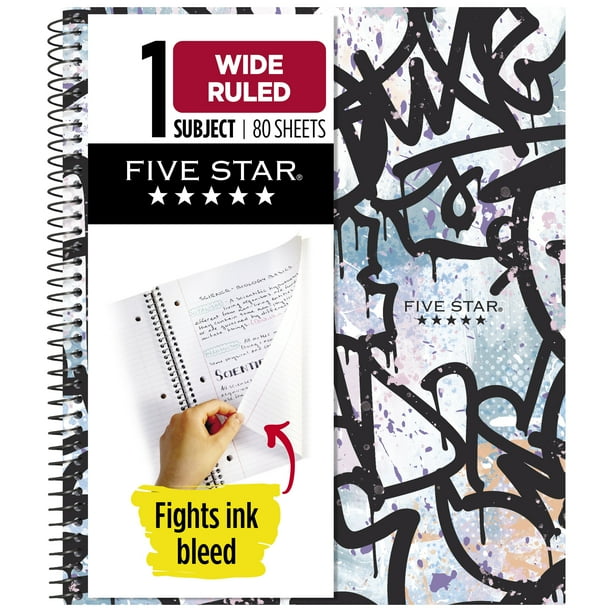 Five Star Paint the Town Notebook, 1 Subject, Wide Ruled, 8" x 10.5 ...