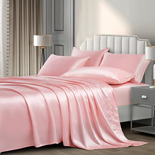 Click here for P Pothuiny Satin Sheets Queen (6 Pieces  Blush Pin... prices