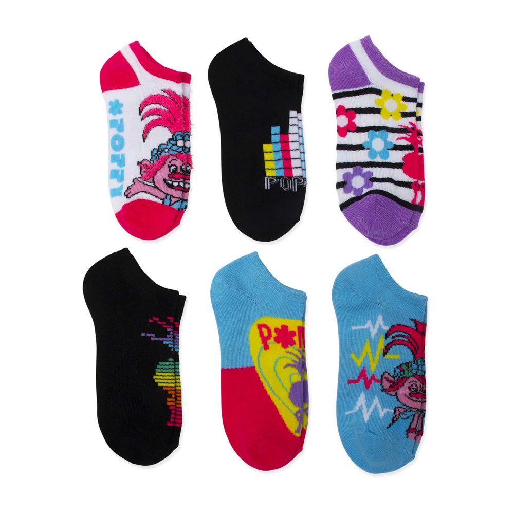 Trolls 2 Girls' S-L No Show Socks, 6 Pack - Walmart.com - Walmart.com