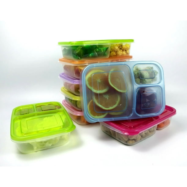 Reusable 3-compartment food container, suitable for school, work and ...