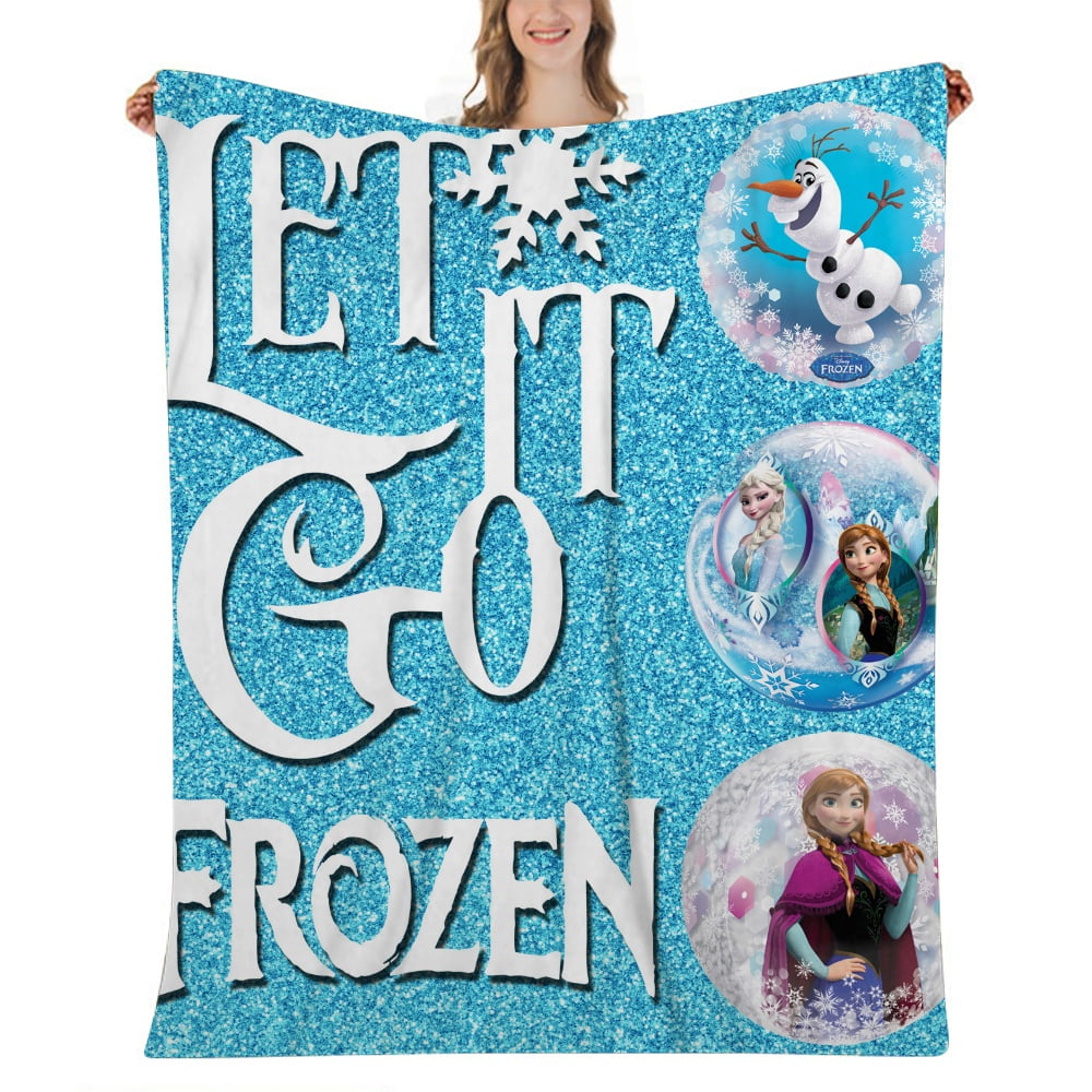 Frozen Elsa Fleece Throw Blanket, Double-Sided Checkered Super Soft ...