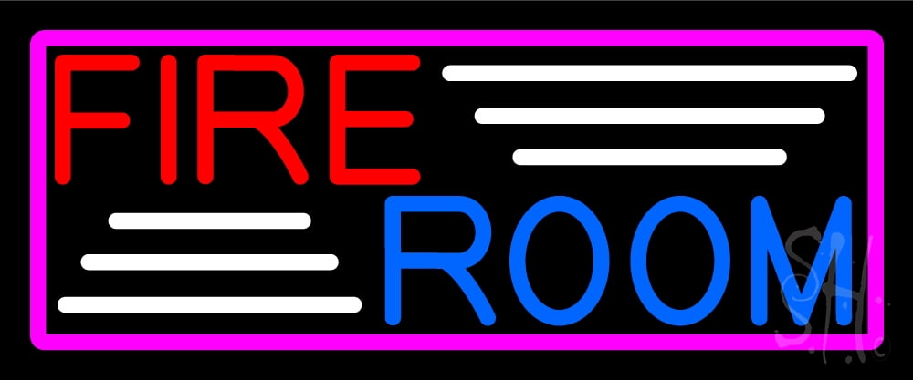 Fire Room With Pink Border LED Neon Sign 10 x 24 - inches, Clear Edge ...