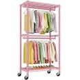 EnHomee Standing Clothes Rack, Heavy Duty Pink Rolling Storage ...