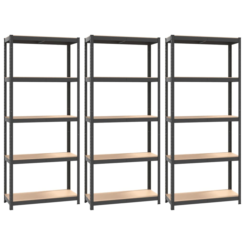 vidaXL Shelf Storage Bookshelf Shelving Unit 5-Layer Steel and ...