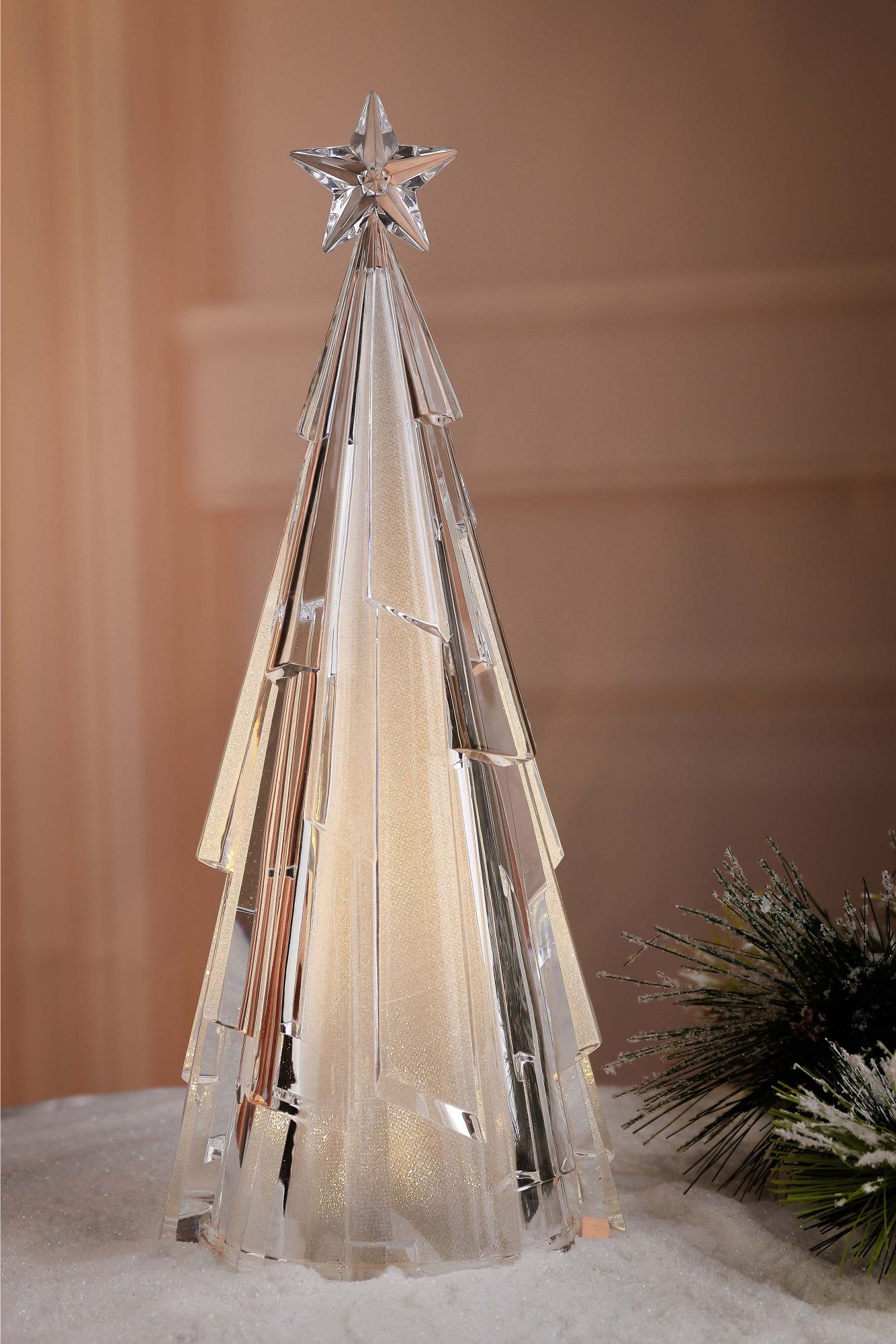 Set Of 2 Clear Modern Christmas Tree With Gold Glitter Tabletop Decors Set Of 2 Clear Modern Christmas Tree With Gold Glitter Tabletop Decors