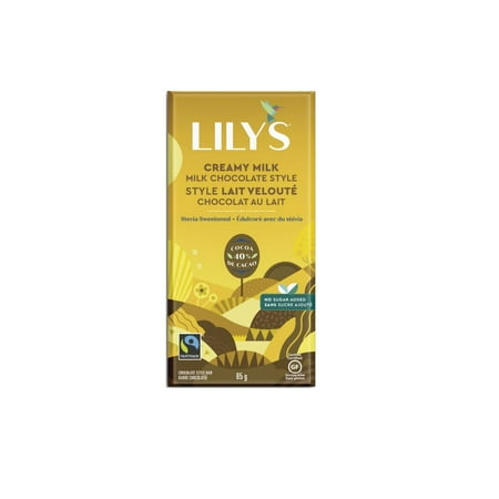 LILY'S 40% No Sugar Added Creamy Milk Chocolate Style Bar, Lily's 40% ...