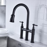 Matte Black Double Handle Pull-Down Kitchen Faucet - Brass Dual ...