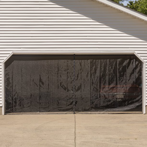 Duck Brand Hands-Free Magnetic Mesh Screen for Double Garage Doors, 7 ...