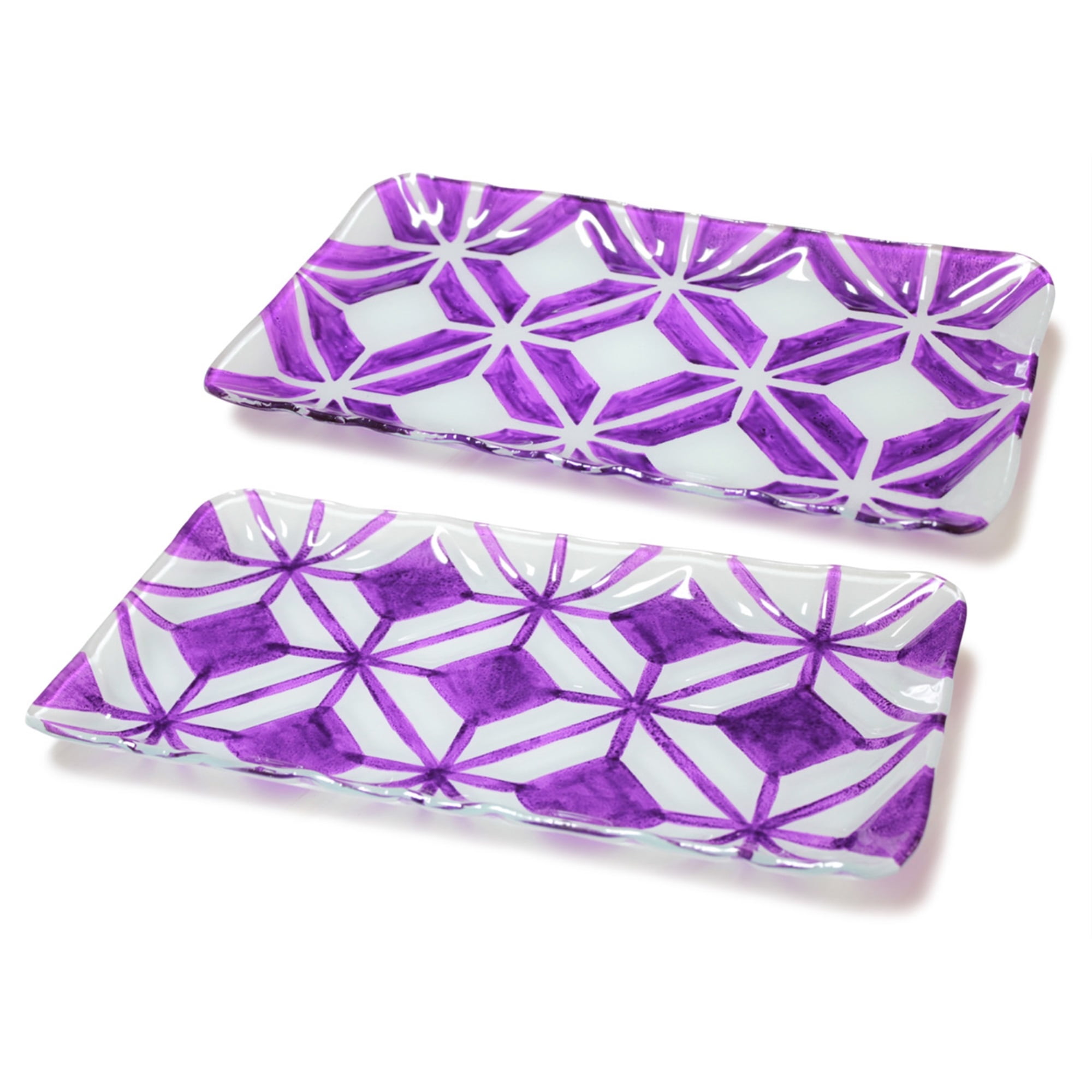 Geometric Design Plate (Set of 2) 15"L Glass - Walmart.com