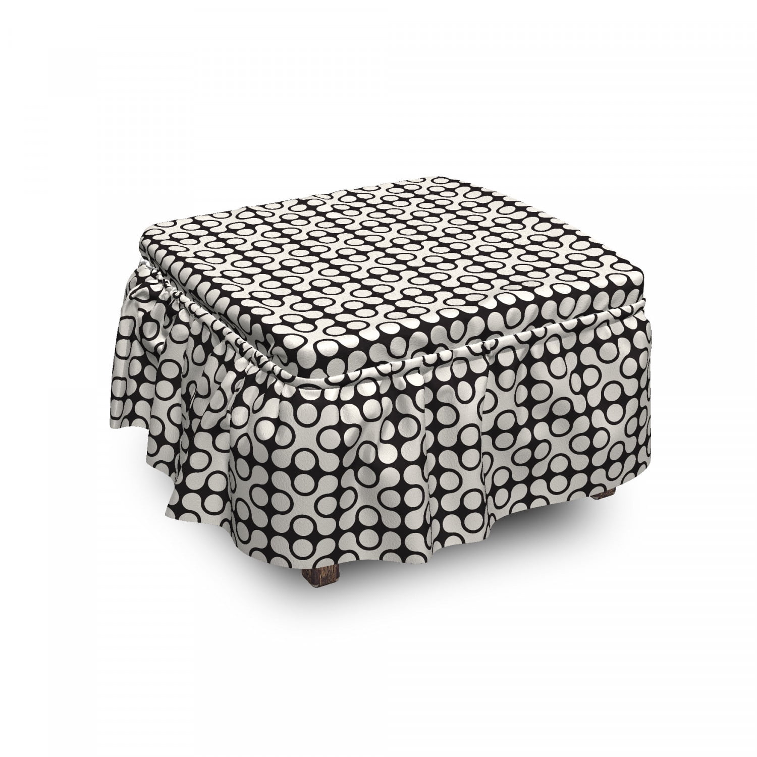 Abstract Ottoman Cover, Symmetric Rounded Squares, 2 Piece Slipcover ...