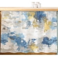 Blue Yellow Beige Small Cabinet Curtains 11"W x 13"L, Retro Abstract ...