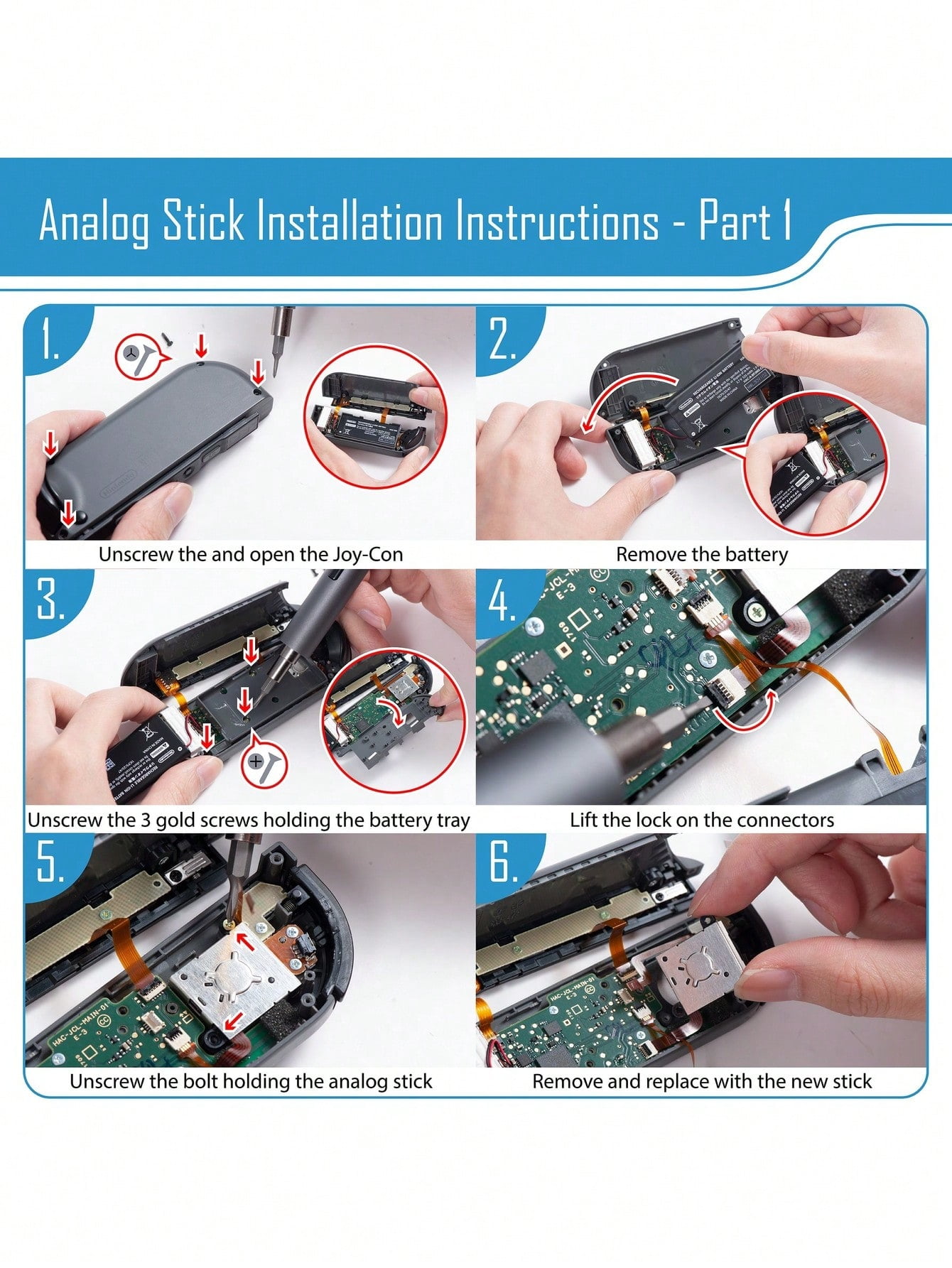 3D Joycon Joystick Replacement For Nin-Tendo Switch Joy Con Controller ...