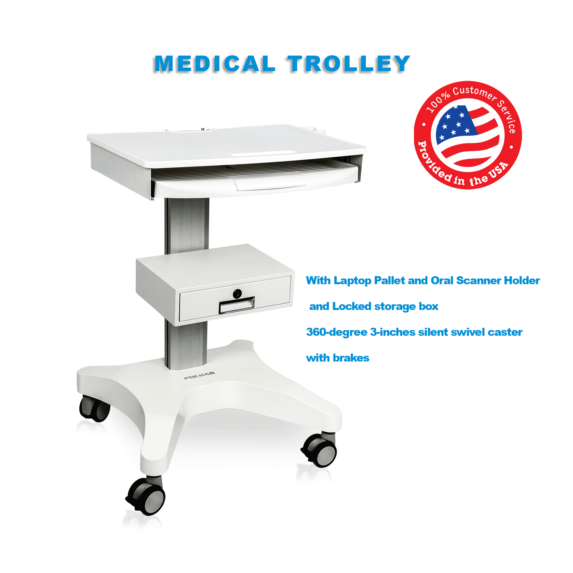 Dental Scanner Cart Intraoral Scanner Trolley Tool Cart With Bracket ...