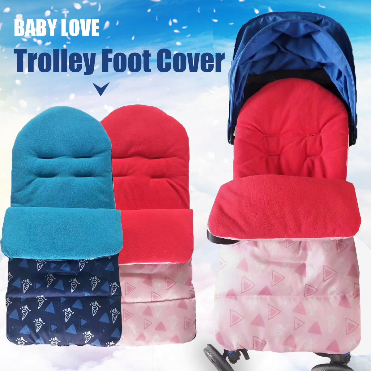Multi-function Baby Stroller Oxford Cloth + Fleece Sleeping Bag Keep ...