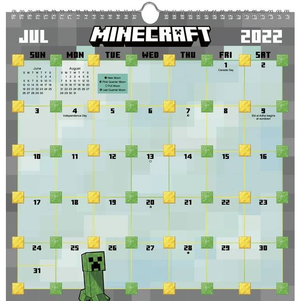 2022-2023 Minecraft Academic Spiral Wall Calendar (July 2022 - June ...