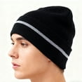 Aellinatey Unisex Ribbed Winter Hat with Reflective Trim Warm Beanies ...